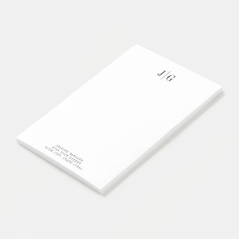 Elegant Simple Monogram Minimalist Letterhead Post-it Notes | Zazzle
