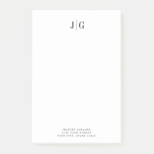 Elegant Simple Monogram Minimalist Letterhead Post-it Notes | Zazzle