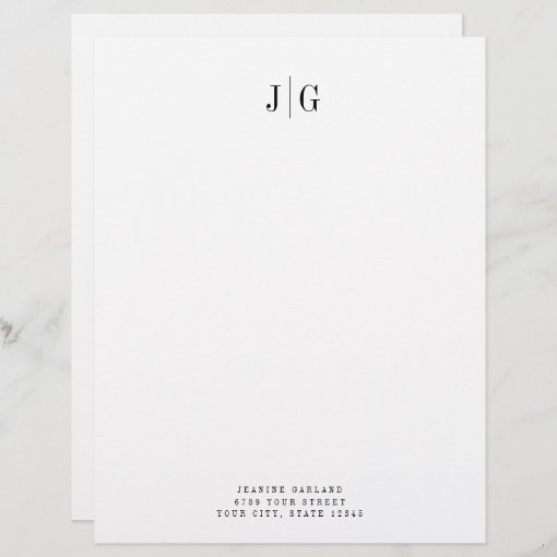 Elegant Simple Monogram Minimalist Professional Letterhead | Zazzle