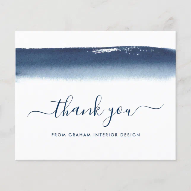 Elegant Simple Navy Blue Budget Thank You Card | Zazzle