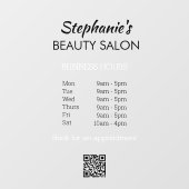 Elegant Simple Opening Hrs Beauty Salon QR Code Window Cling | Zazzle