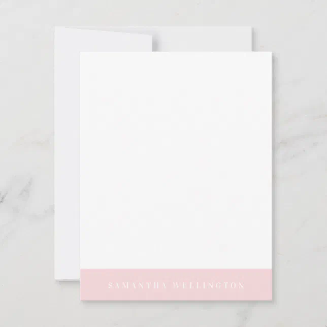 Elegant Simple Overlay Light Pink Name Note Card | Zazzle