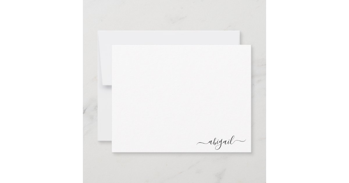 Elegant Simple Personalized Script White Note Card | Zazzle
