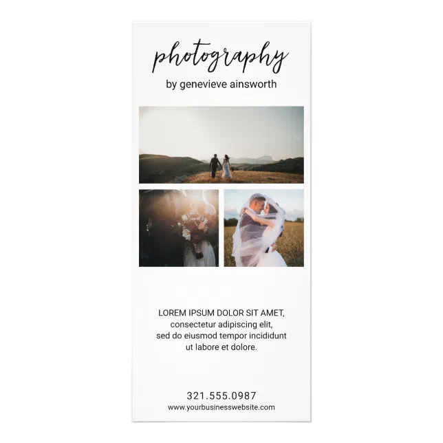 Elegant Simple Photo Collage Modern Photography Rack Card | Zazzle