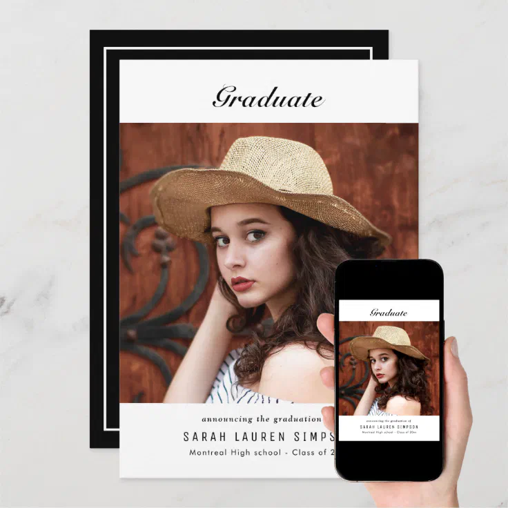 Elegant simple photo graduation dinner invitation | Zazzle