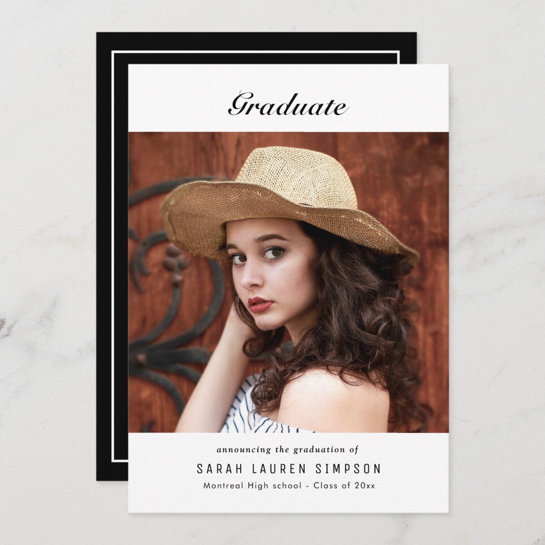 Elegant simple photo graduation dinner invitation | Zazzle
