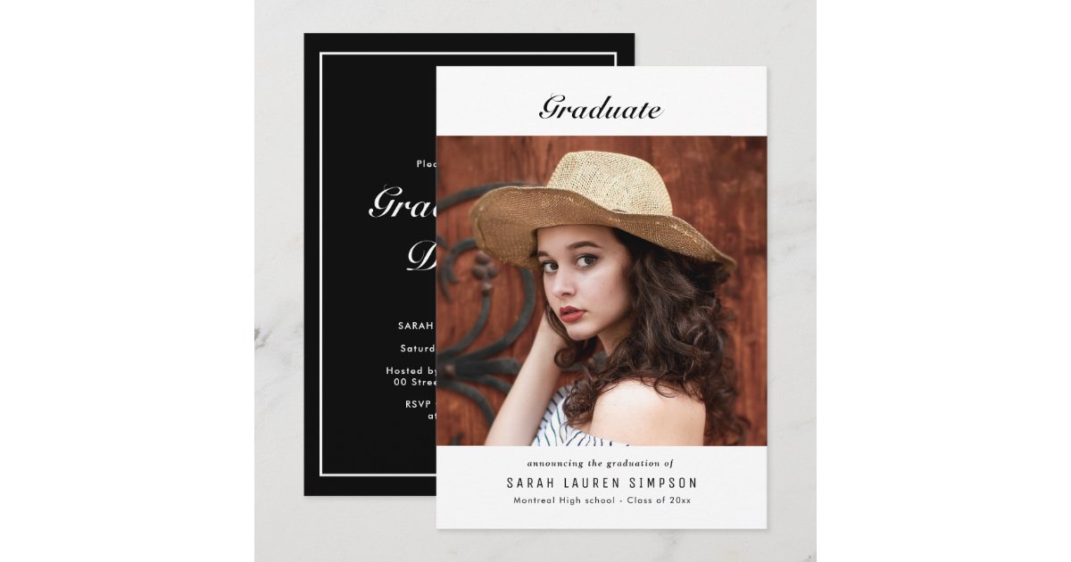 Elegant simple photo graduation dinner invitation | Zazzle