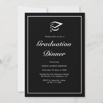 Elegant simple photo graduation dinner invitation | Zazzle