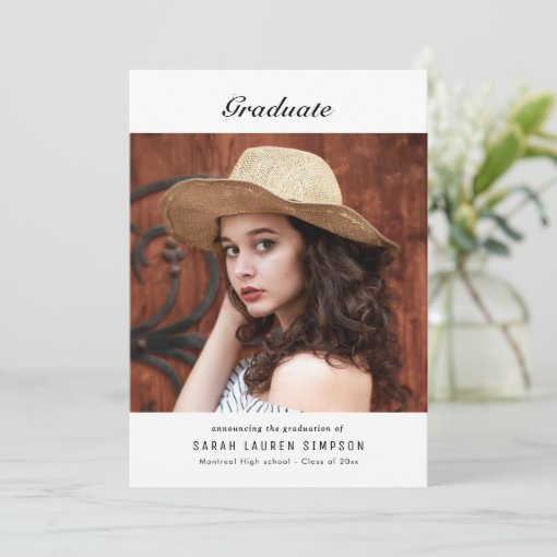 Elegant simple photo graduation dinner invitation | Zazzle