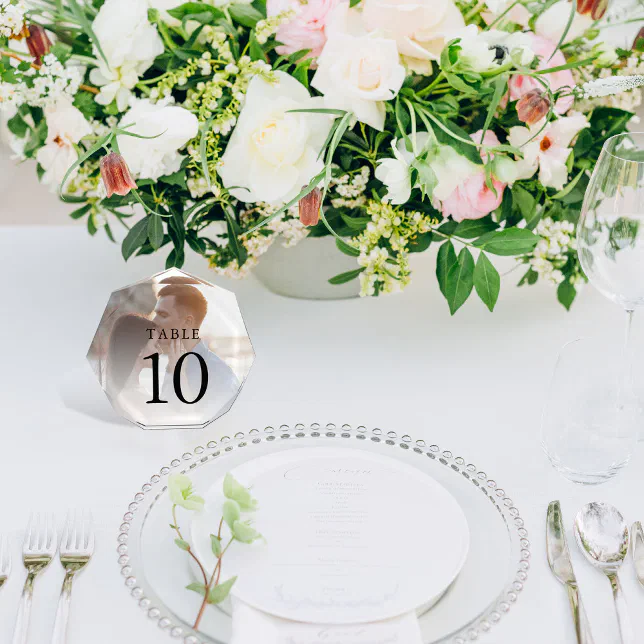 Elegant Simple Photo Wedding Table Number | Zazzle