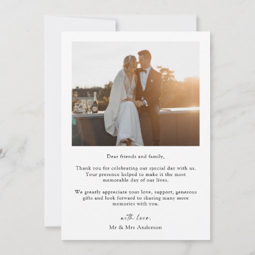 Elegant Simple Photo Wedding Thank You Card | Zazzle