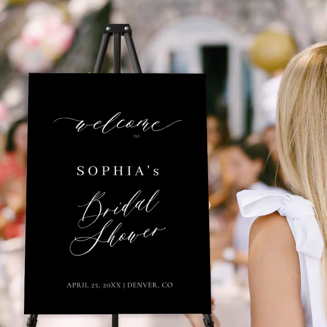 Elegant simple script bridal shower welcome sign | Zazzle