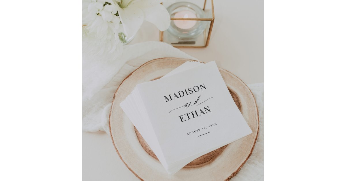 Elegant Simple Script Calligraphy Wedding Napkins | Zazzle