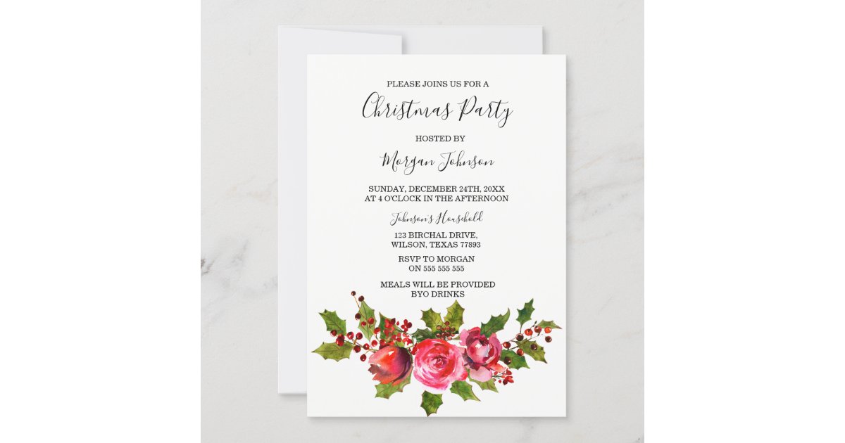 Elegant Simple Script Christmas Party Invite | Zazzle