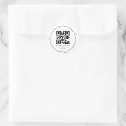 elegant simple thank you business qr code classic round sticker | Zazzle