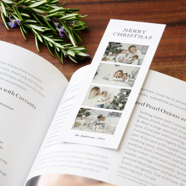 Elegant Simple Typography & Photo Christmas Card Bookmarks | Zazzle