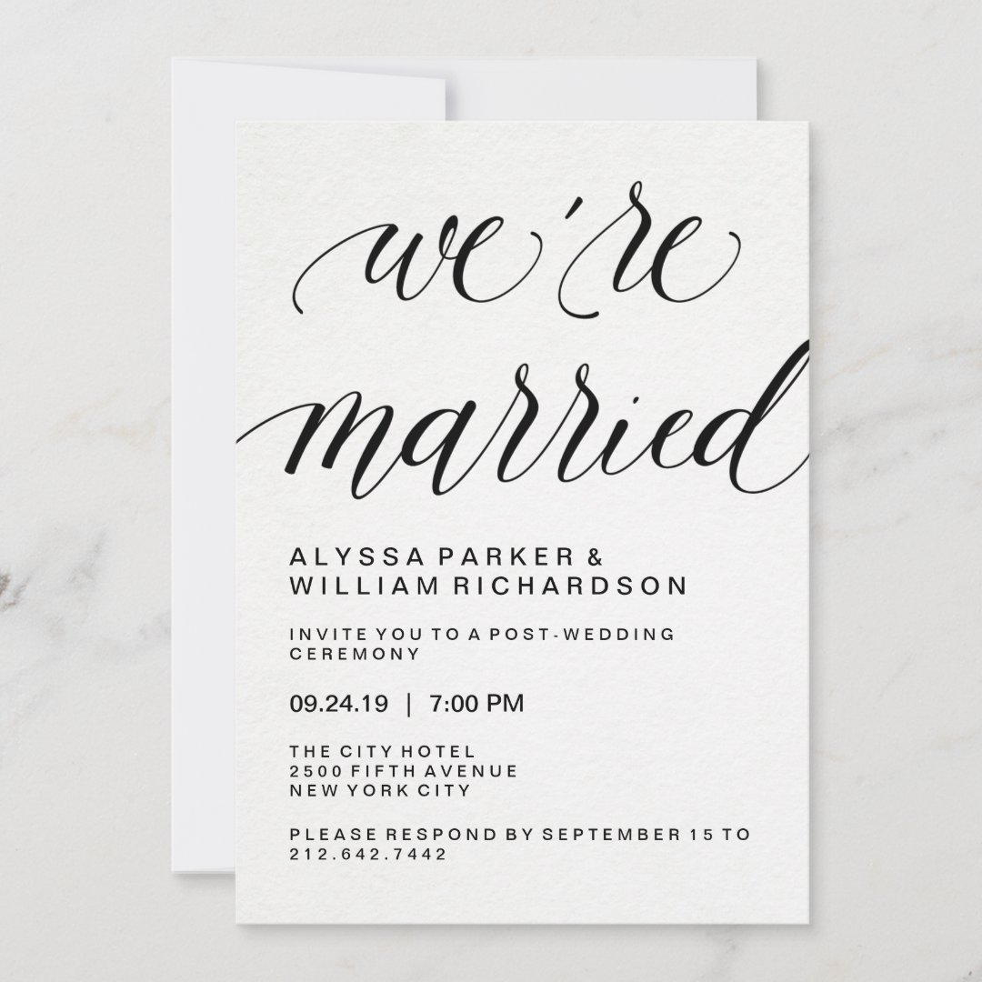 Elegant Simple Typography Post Wedding Ceremony Invitation | Zazzle