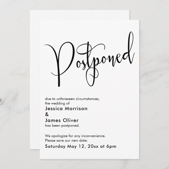 Elegant Simple Update Postponed Wedding Card | Zazzle.com