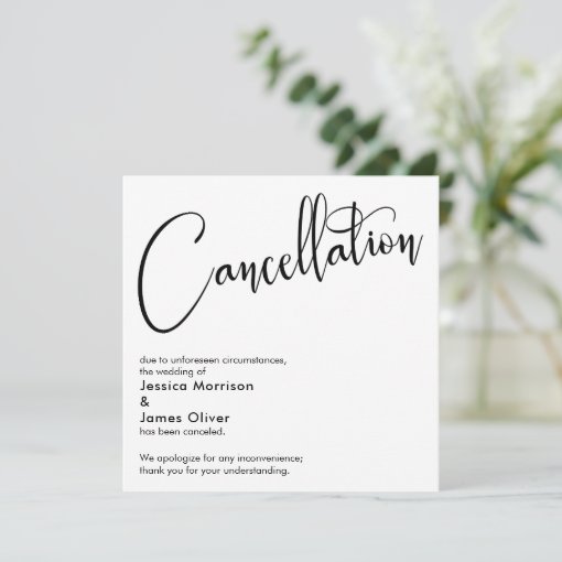 Elegant, Simple Wedding Cancellation Announcement | Zazzle