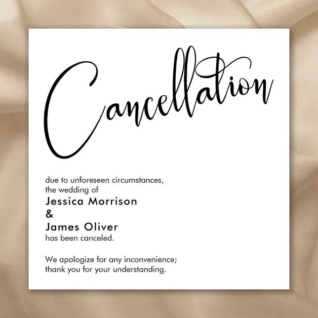 Elegant, Simple Wedding Cancellation Announcement | Zazzle
