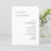 Elegant Simple Wedding Dinner Party Menus | Zazzle