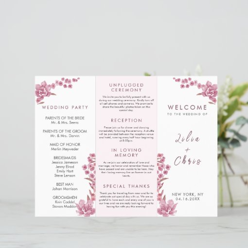 Elegant Simple Wedding Tri-fold Brochure Program | Zazzle