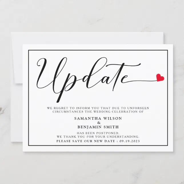 Elegant Simple Wedding Update Invitation | Zazzle