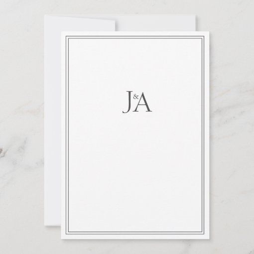 Elegant Simple White Classic Initials Wedding Invitation | Zazzle