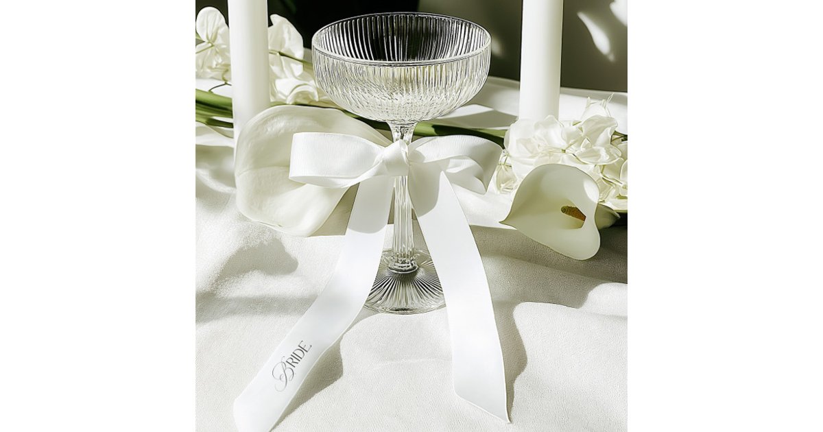 Elegant Single Inscription Bride White Wedding Satin Ribbon | Zazzle