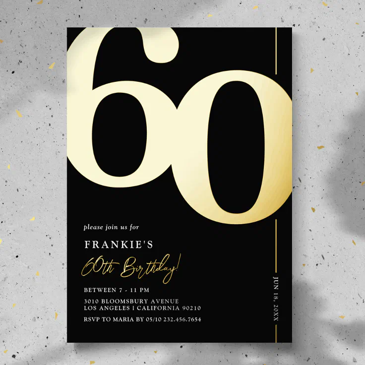 Elegant Sixty 60th Birthday Party Foil Invitation | Zazzle