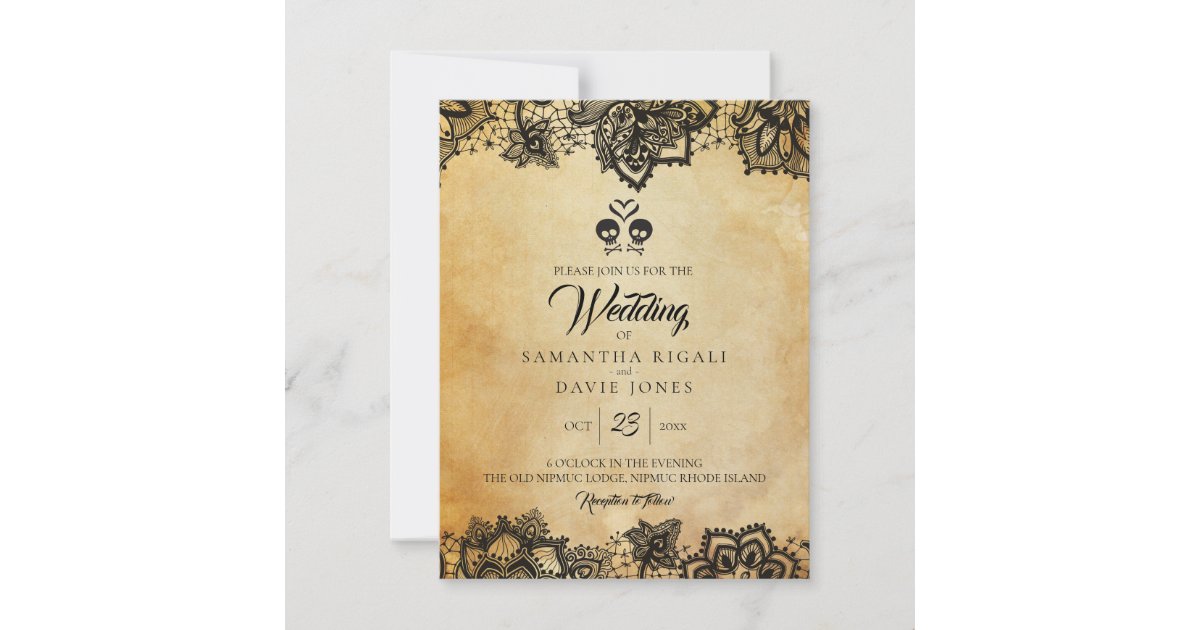 Elegant Skull Halloween Theme Wedding Budget Invitation | Zazzle