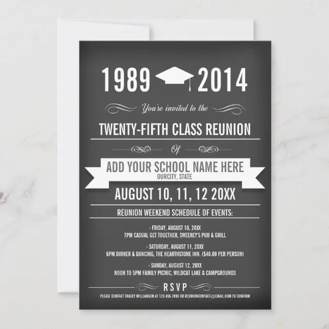 Elegant Slate Gray Class Reunion Invitations | Zazzle