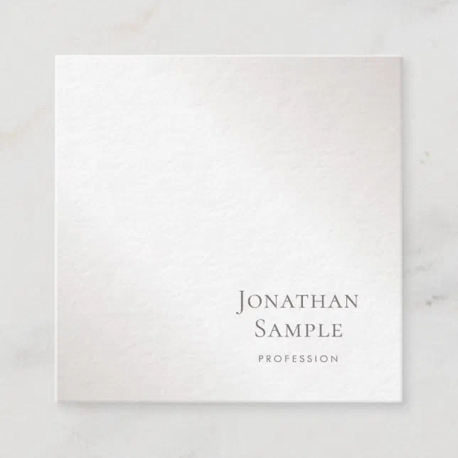 Elegant Sleek Design Modern Faux Silver Plain Luxe Square Business Card ...