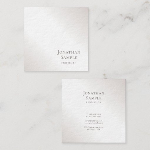 Elegant Sleek Design Modern Faux Silver Plain Luxe Square Business Card ...