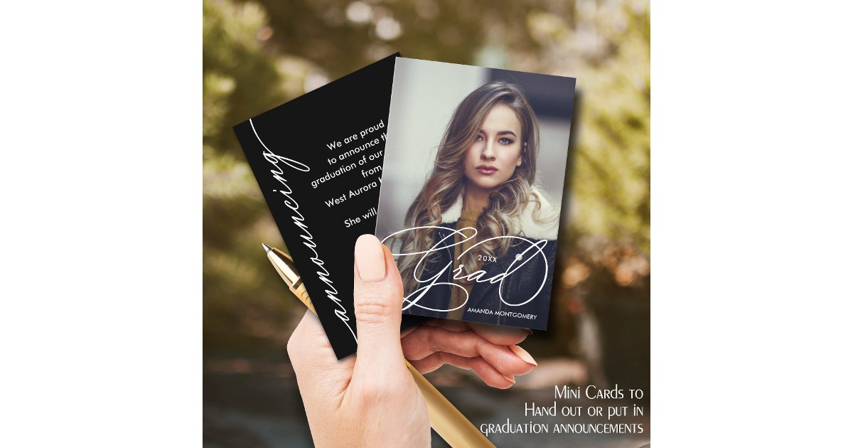Elegant Small Photo Graduation Announcements | Zazzle