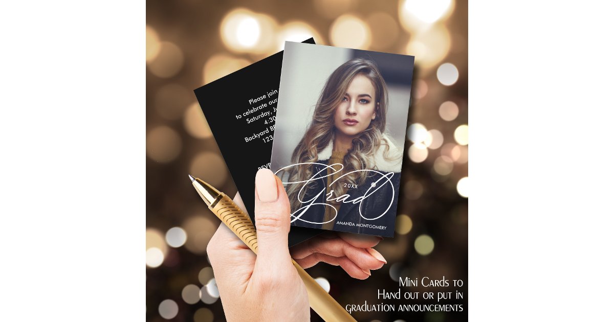 Elegant Small Photo Graduation Party Enclosure Card | Zazzle
