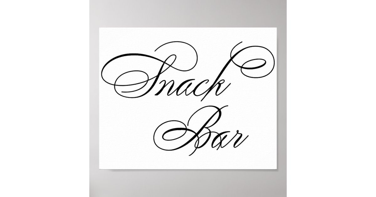 Elegant Snack Bar Black Script | Horizontal Table Poster | Zazzle