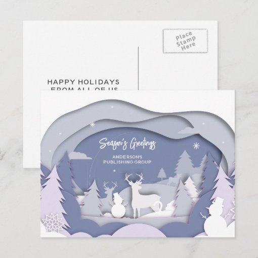 Elegant Snow Scene Business Holiday Card | Zazzle