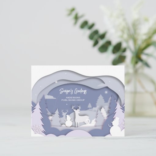 Elegant Snow Scene Business Holiday Card | Zazzle