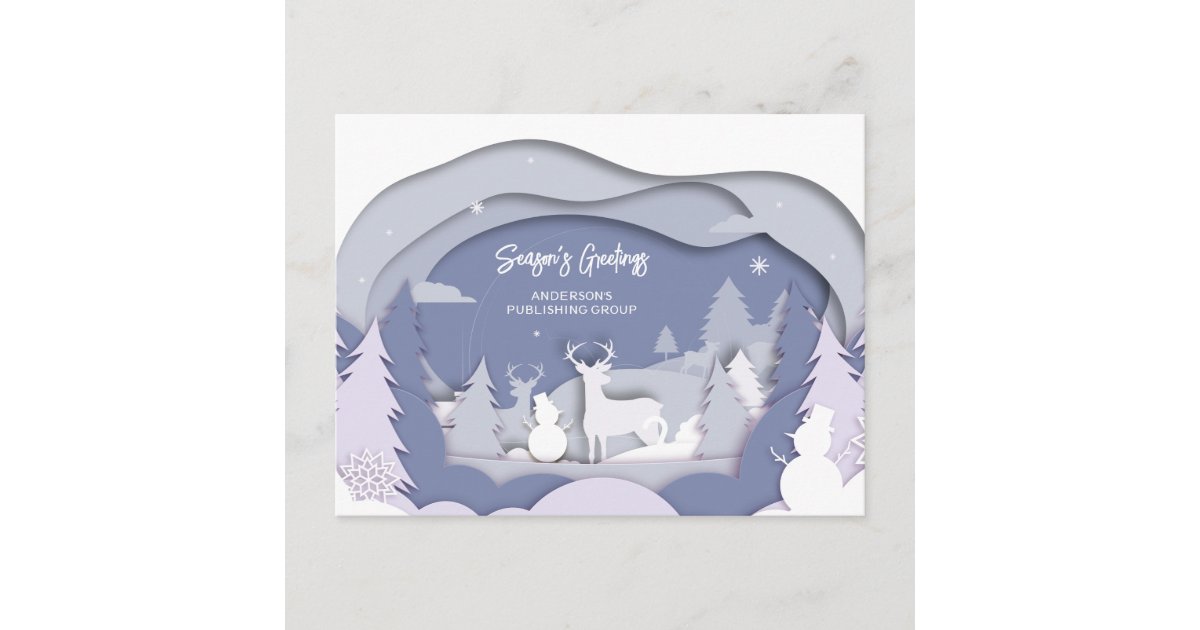 Elegant Snow Scene Business Holiday Card | Zazzle