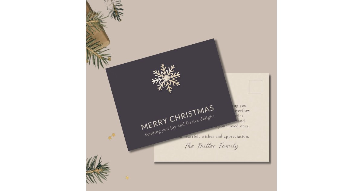 Elegant Snowflake Christmas Postcard | Zazzle