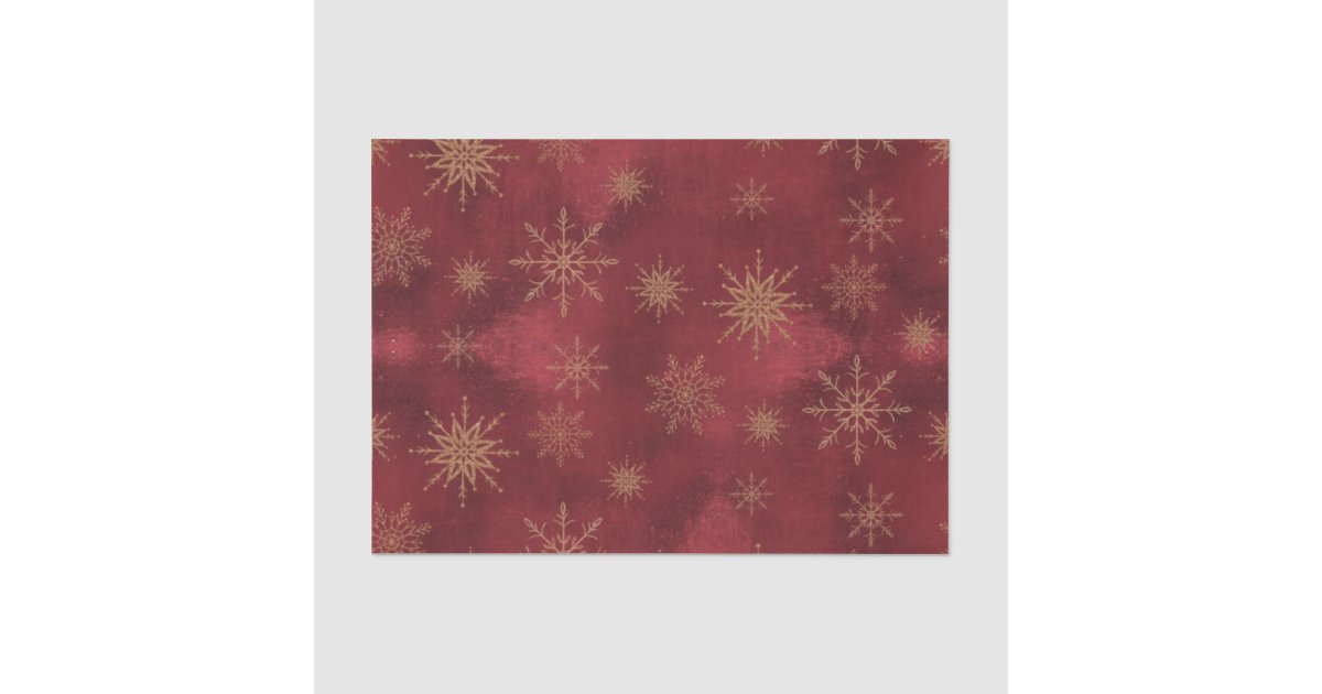 Elegant Snowflake Christmas Red Rose Gold Winter Tissue Paper | Zazzle