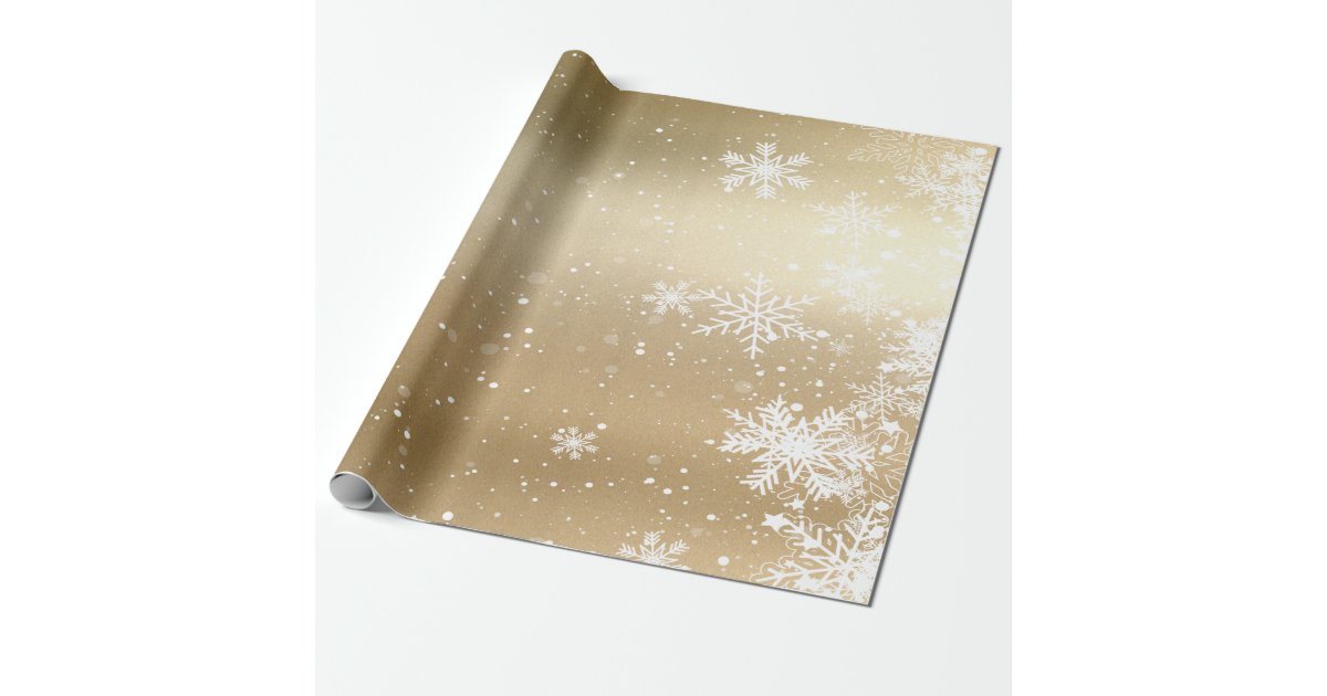 Elegant Snowflake Gold Holiday Wrapping Paper | Zazzle