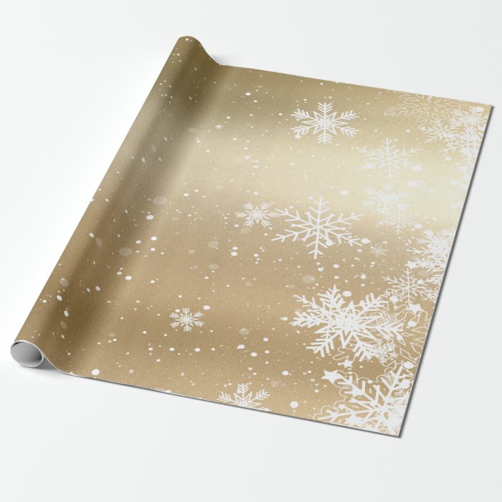 Elegant Snowflake Gold Holiday Wrapping Paper | Zazzle.com