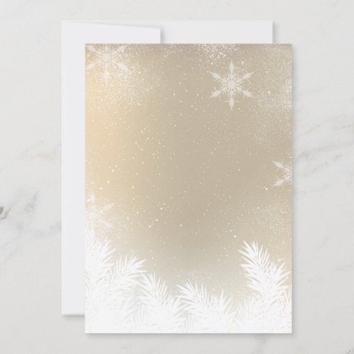 Elegant snowflake gold winter corporate holiday invitation | Zazzle