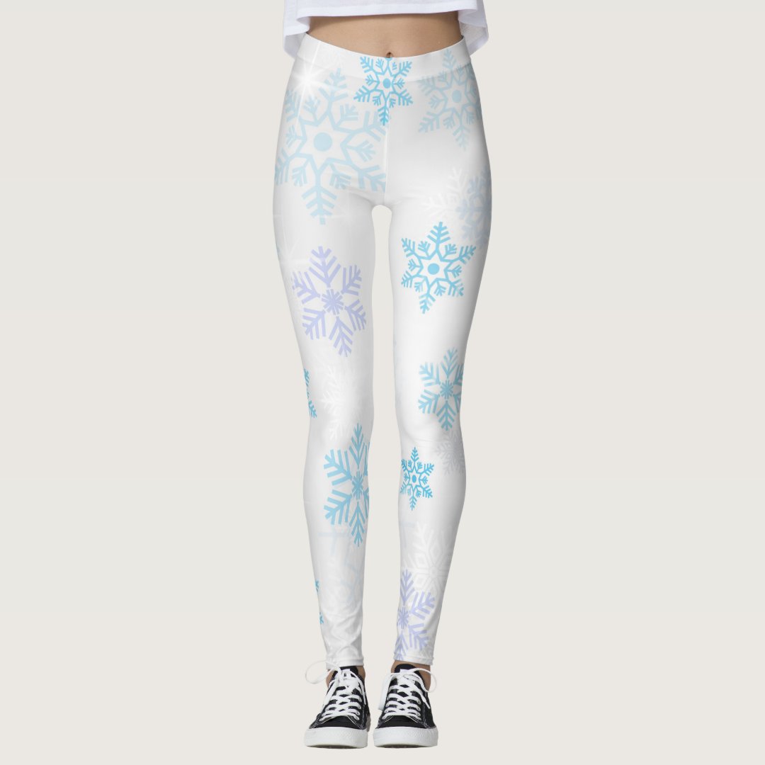Elegant Snowflake Pattern Leggings | Zazzle