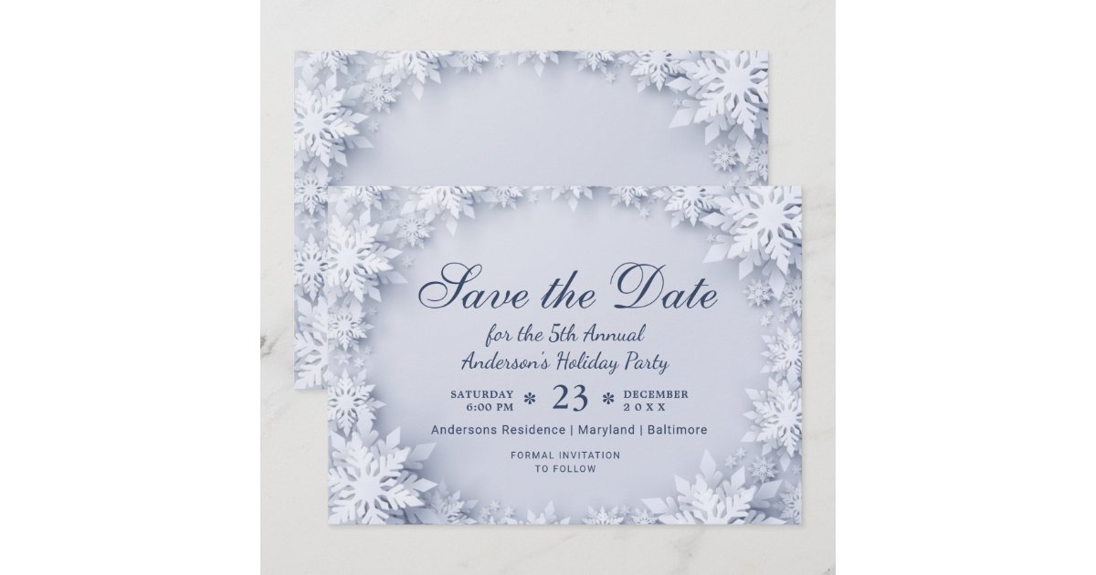 Elegant Snowflakes Holiday Christmas Party Invitation | Zazzle