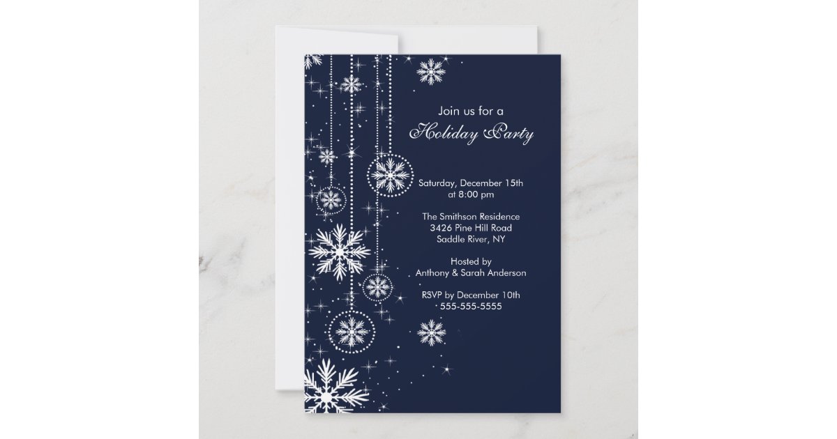 Elegant Snowflakes Holiday Party Invitation | Zazzle