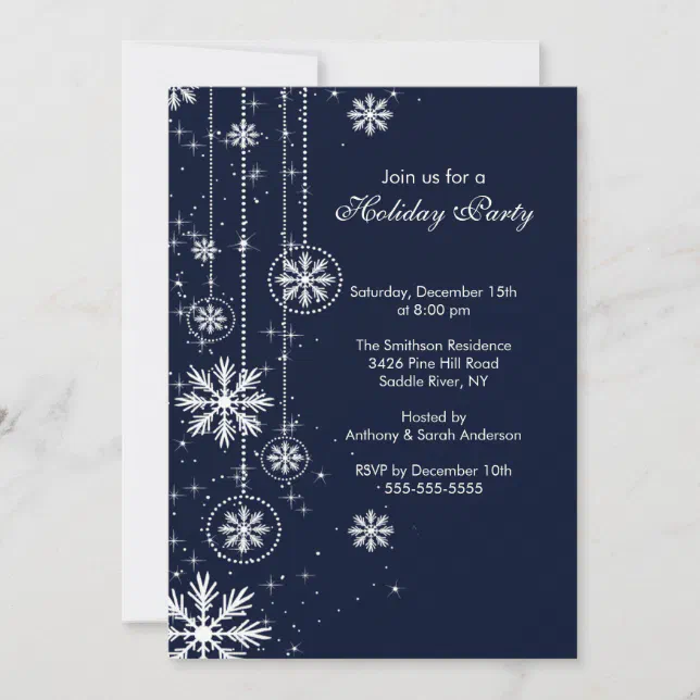 Elegant Snowflakes Holiday Party Invitation | Zazzle