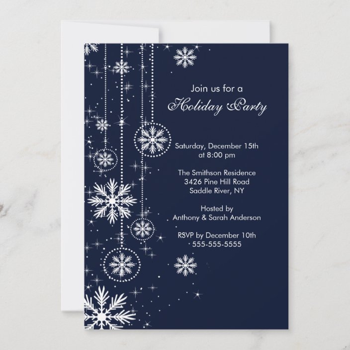 Elegant Snowflakes Holiday Party Invitation | Zazzle.com